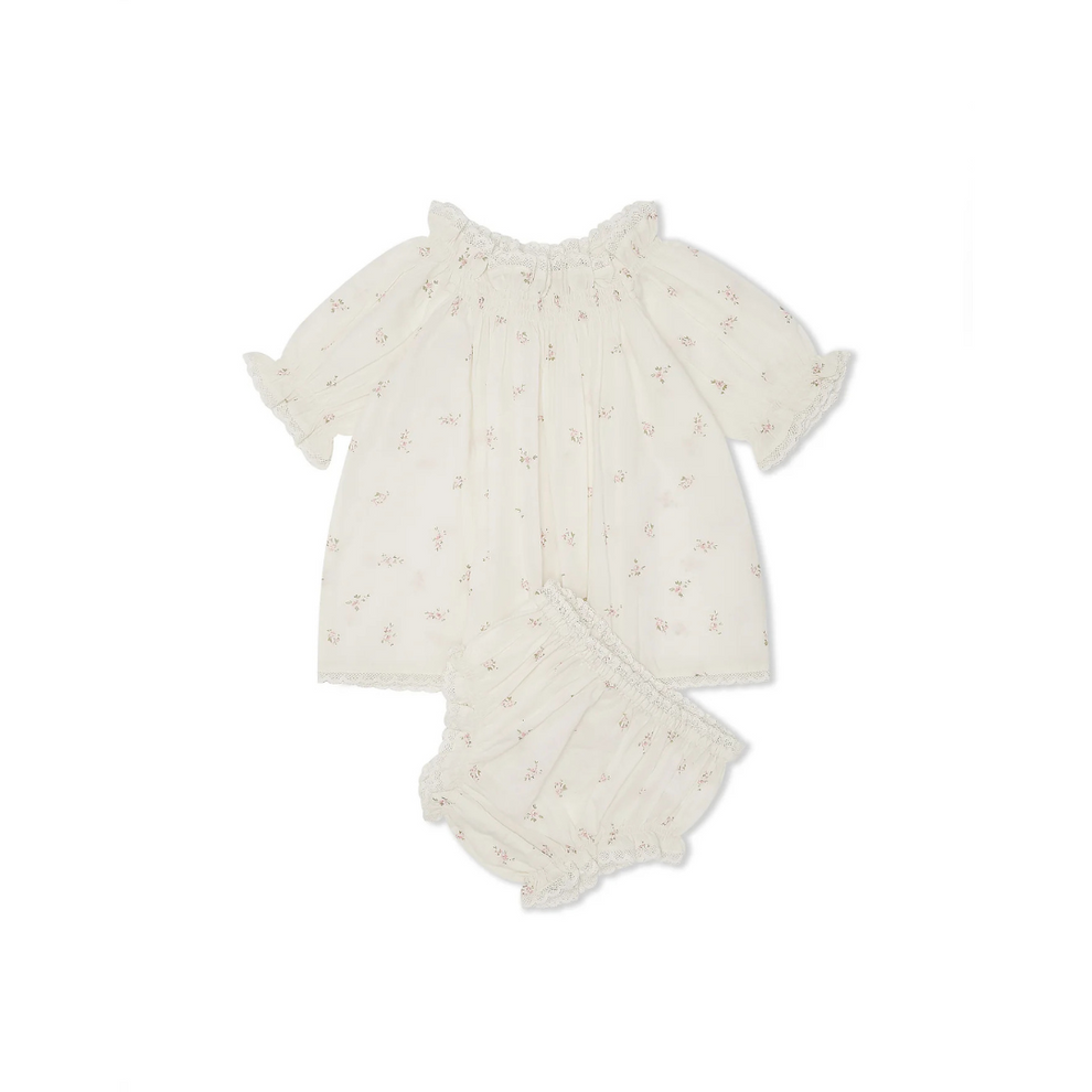 Lace Trimmed Blouse & Bloomer Set - Pink Rose| Luxury Baby Sets | Belle ...