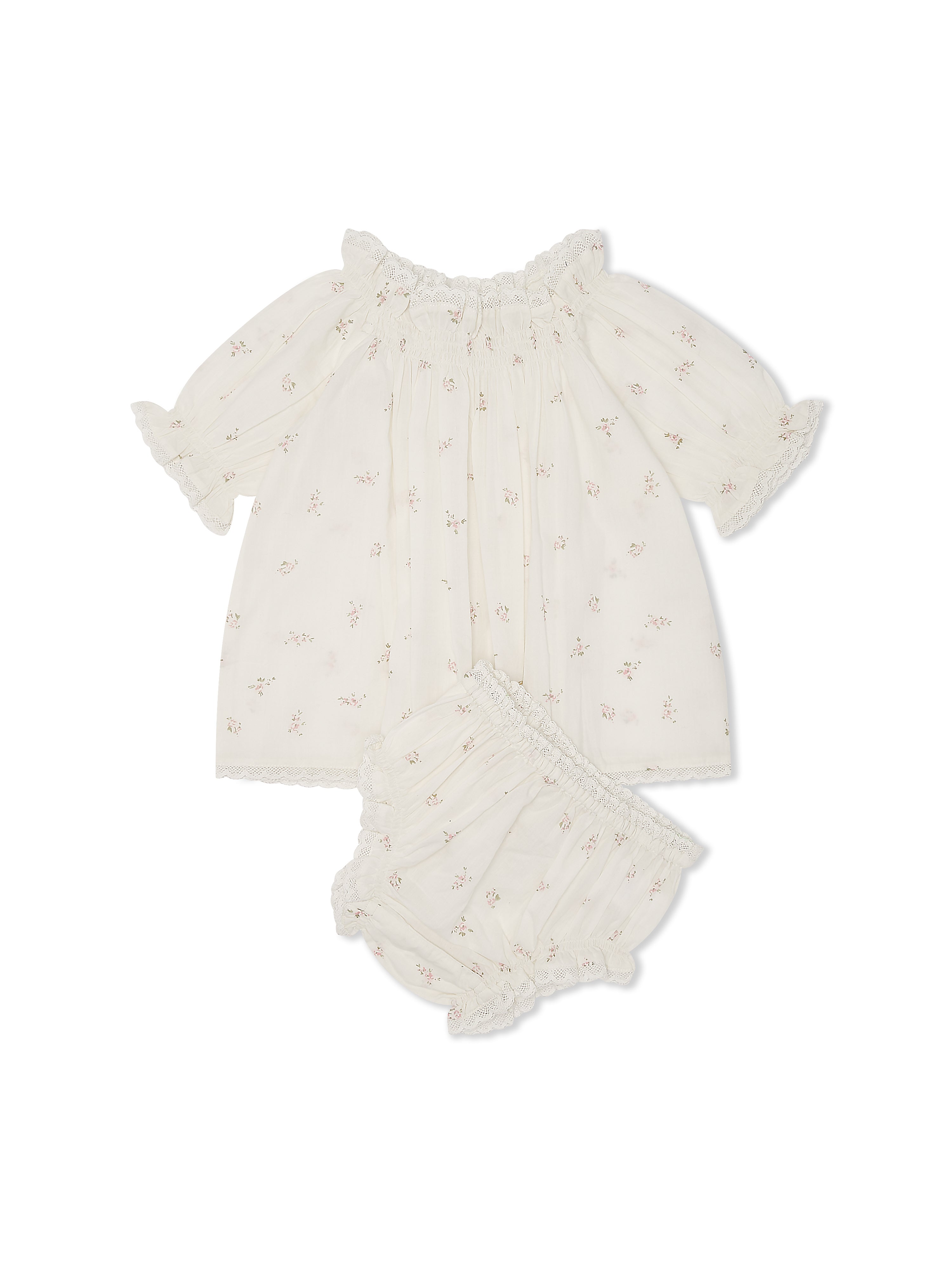 Lace Trimmed Blouse & Bloomer Set - Pink Rose| Luxury Baby Sets | Belle ...